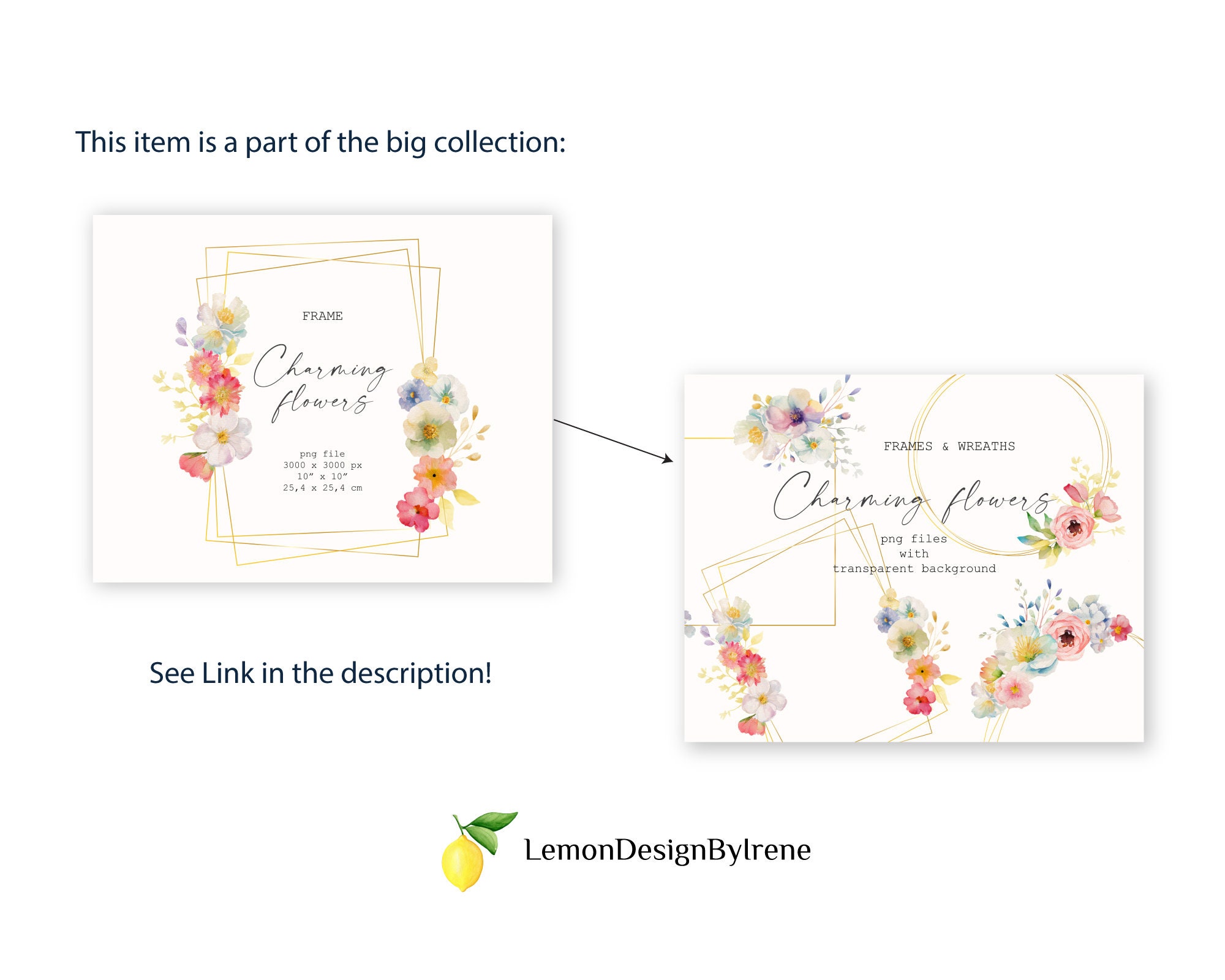 Watercolor Floral Frame, Joyful Colors, Golden Frame With Vibrant ...