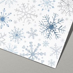 Watercolor Snowflake Digital Paper, Blue and Silver Christmas ...