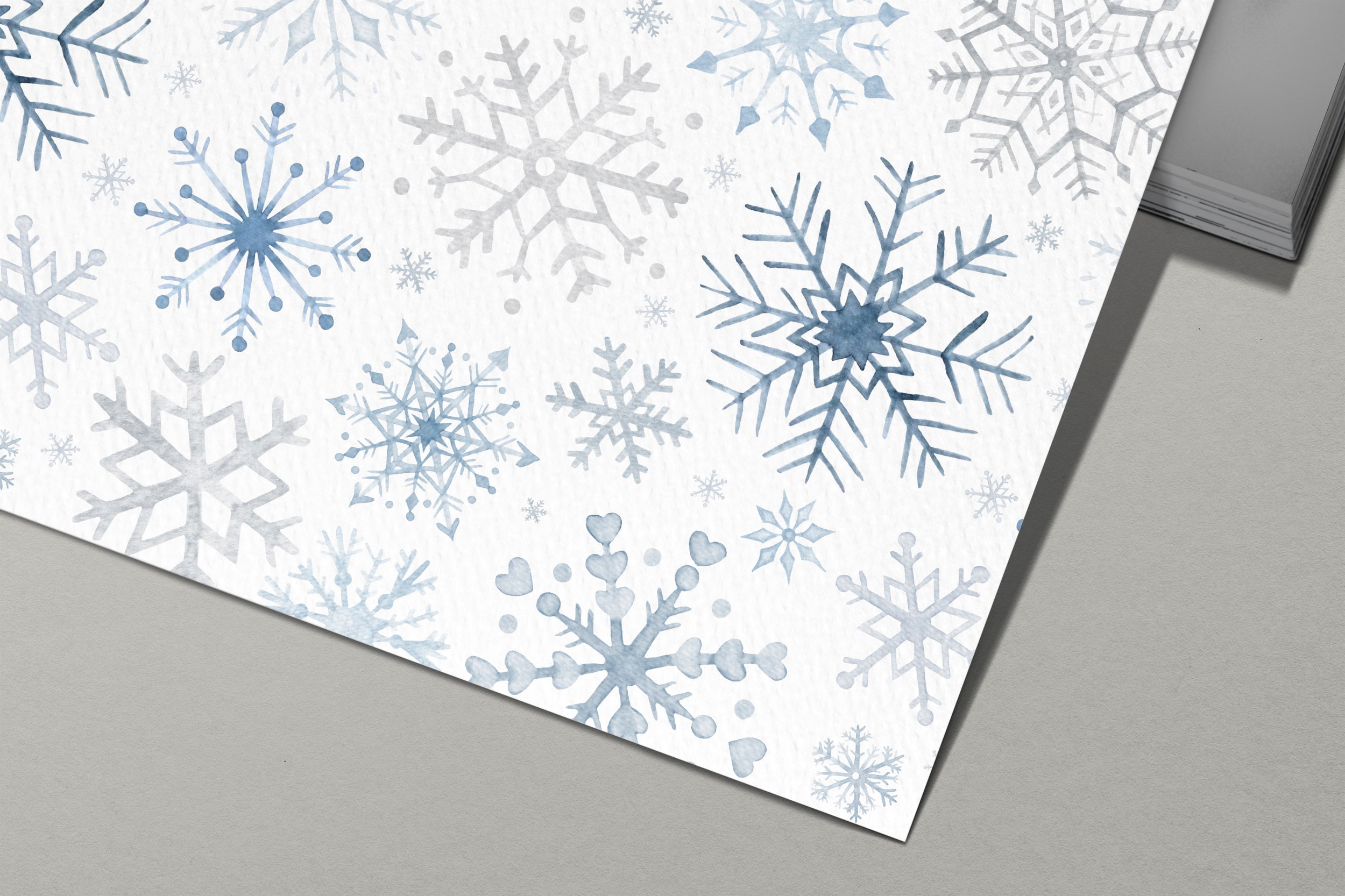 Watercolor Snowflake Digital Paper Blue and Silver Christmas - Etsy