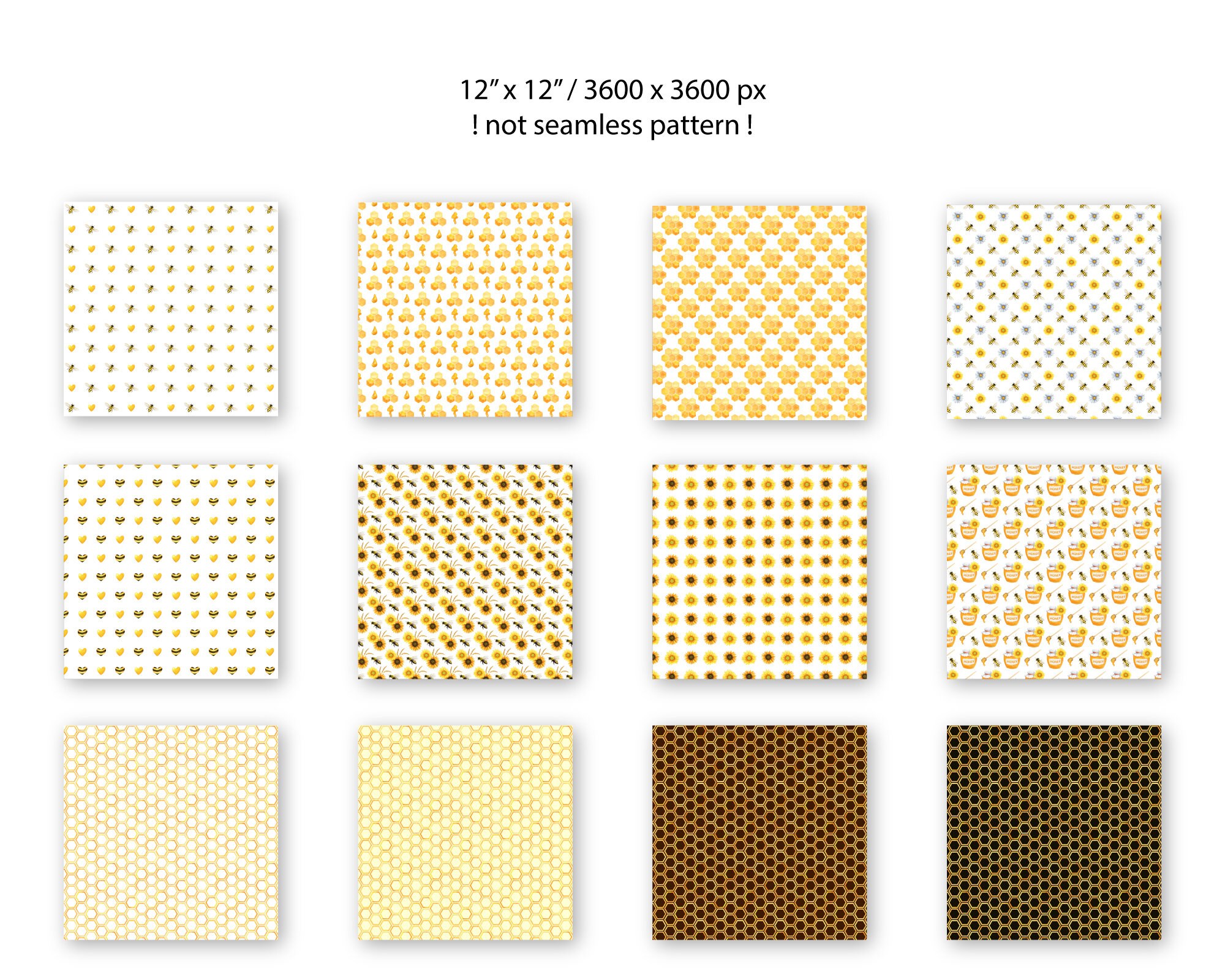 Honey Bee Digital Paper Watercolor Honeycombs Honeybees - Etsy