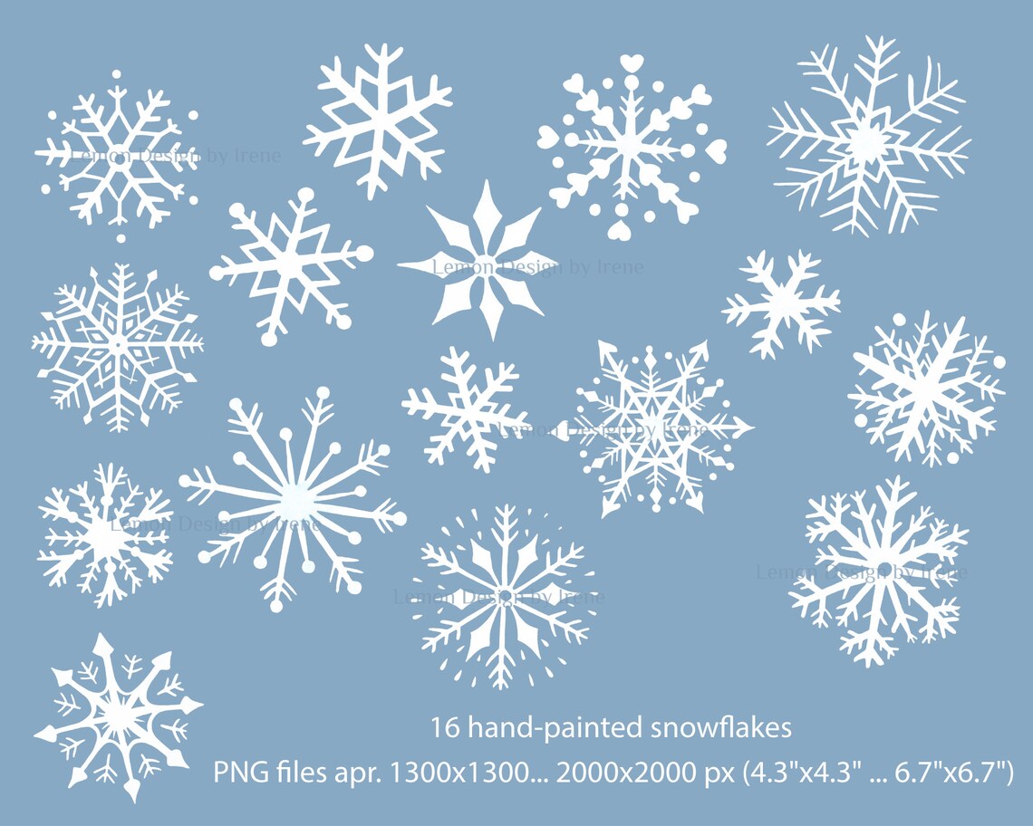 White Snowflake Clipart Christmas Clipart Hand-painting - Etsy