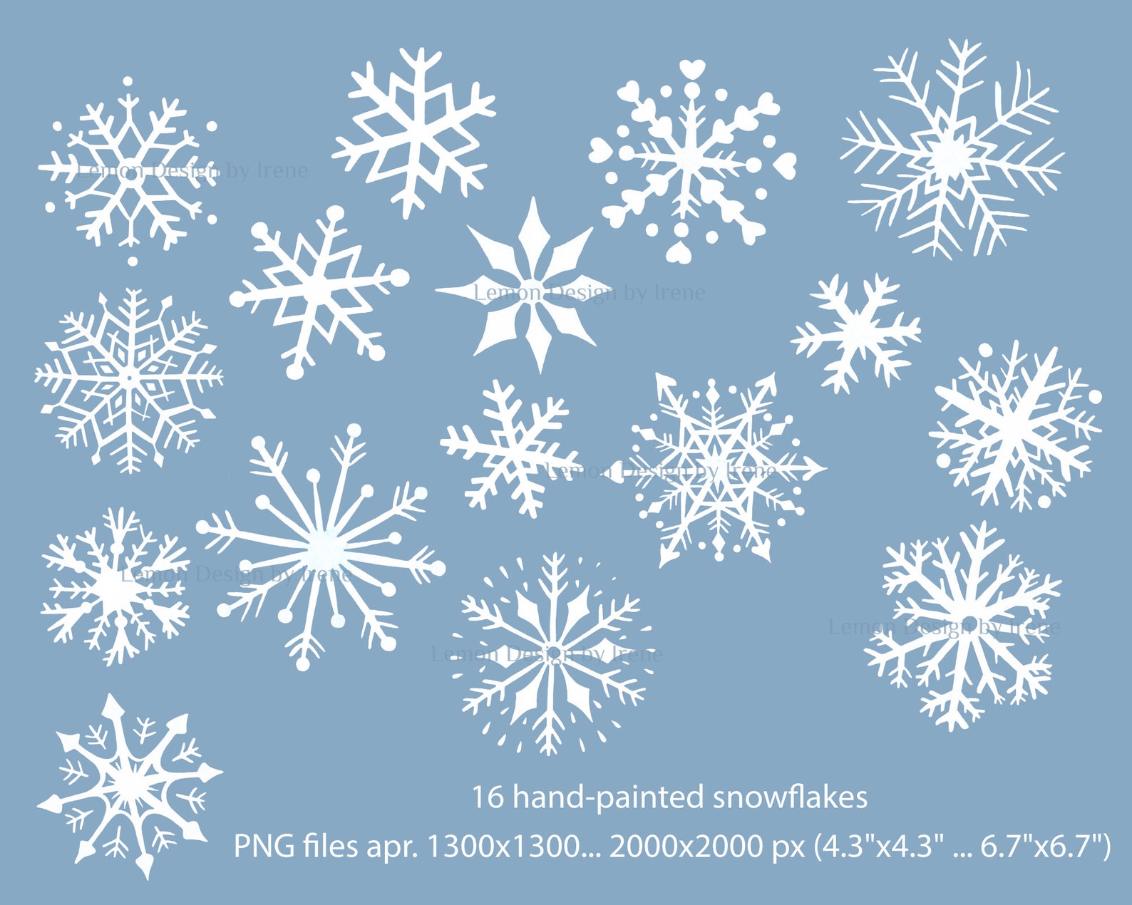 White Snowflake Clipart Christmas Clipart Hand-painting | Etsy