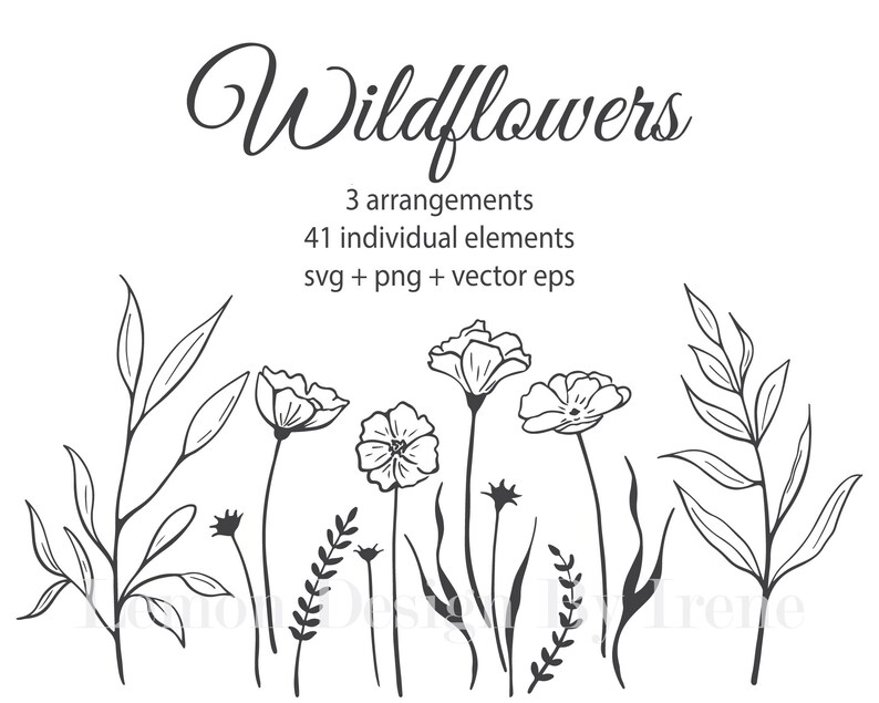 Wildflowers Svg. Hand-drawn Floral Svg. Wild Flowers Illustration ...