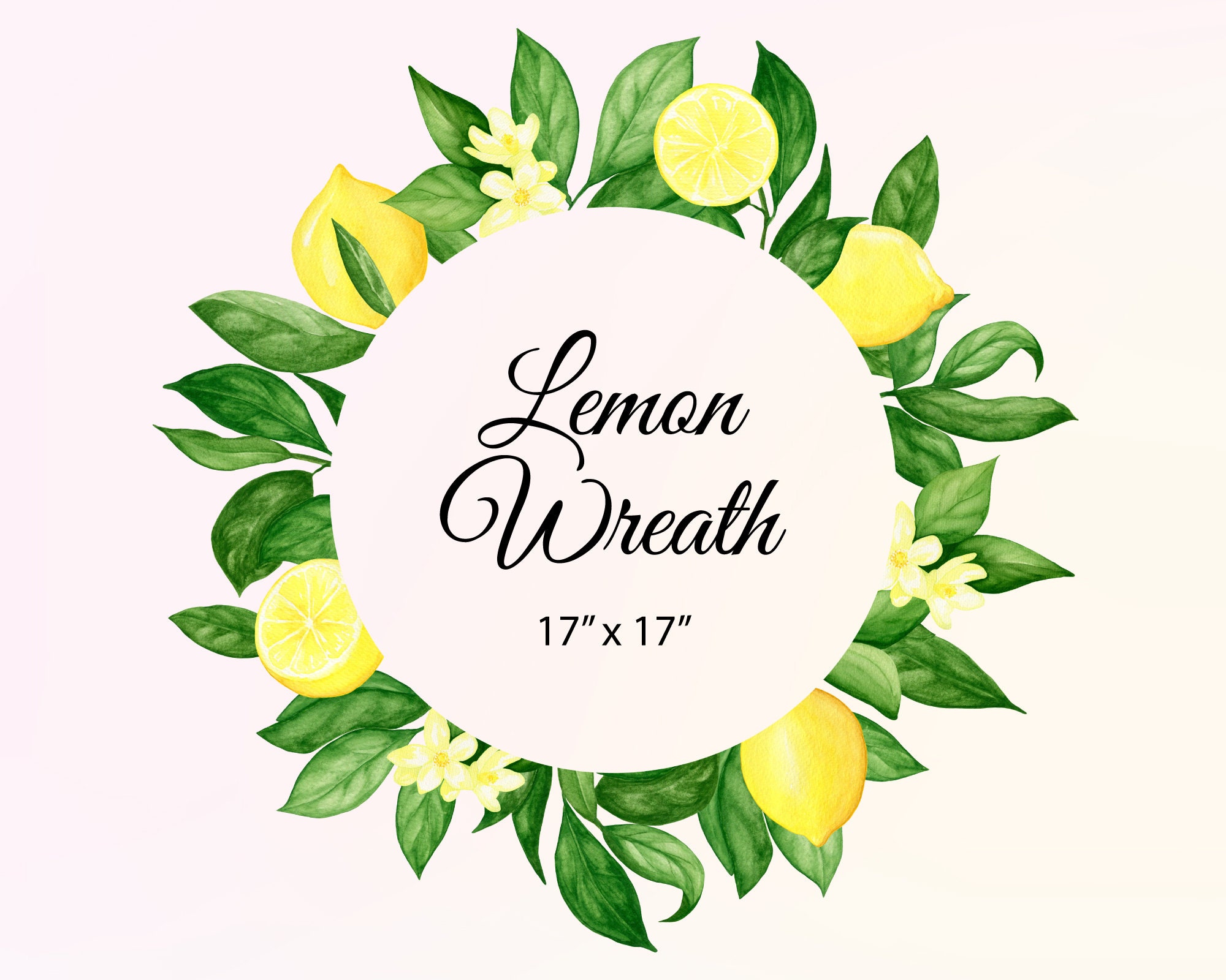 Lemon Wreath Clipart. Lemon Frame PNG. Lemons Watercolor | Etsy