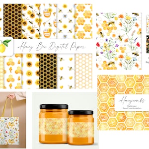Honey Bee Bundle - Bee Seamless Pattern - Honeybee Digital Paper ...
