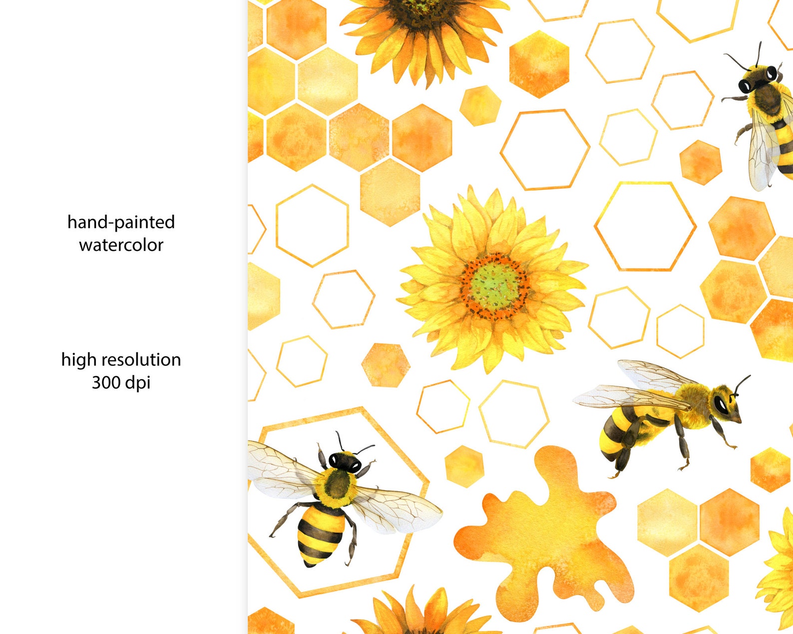 Honey Bee Seamless Pattern Digital Paper With Honeybees - Etsy