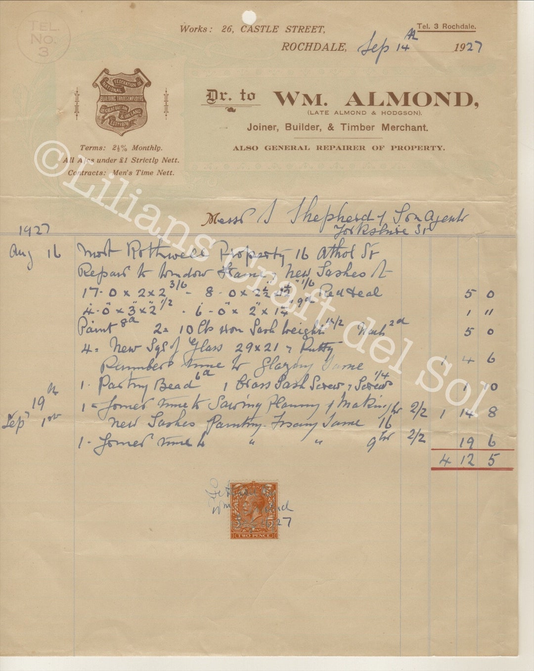 Vintage Documents 1897 to 1937, Digital Download, Invoices, Receipts ...