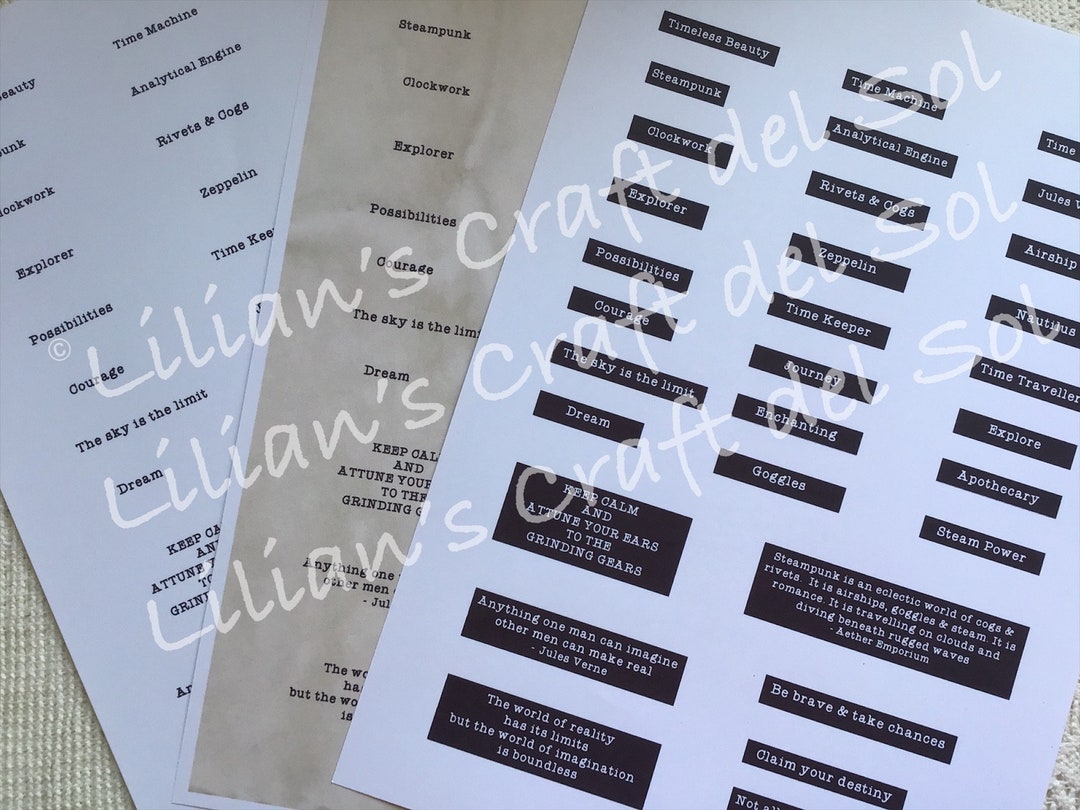 Steampunk Words and Phrases, Sentiments, Card Making, Journals, Vintage ...