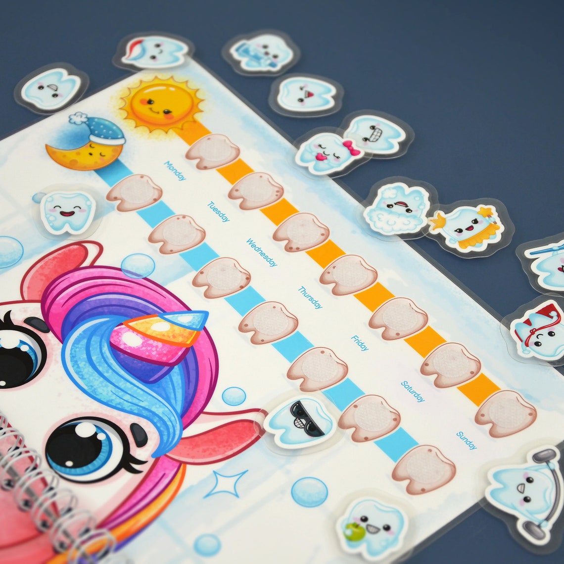 Printable Worksheets Tooth Brushing Reward Chart Velcro - Etsy