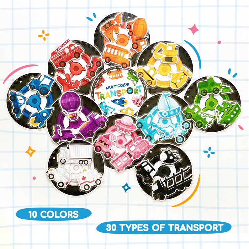 Color Sorting Busy Book, Transport Printable Worksheets, Color Matching ...