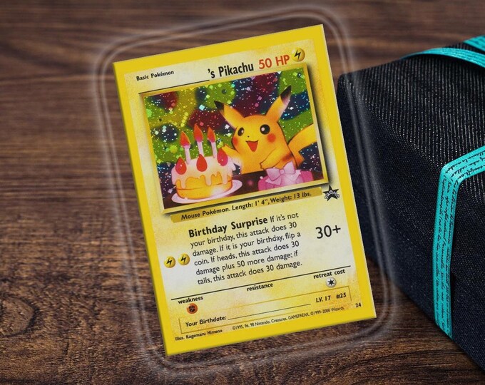 Pikachu Birthday Card - Pokemon Card - Selfmade - Proxy - Etsy