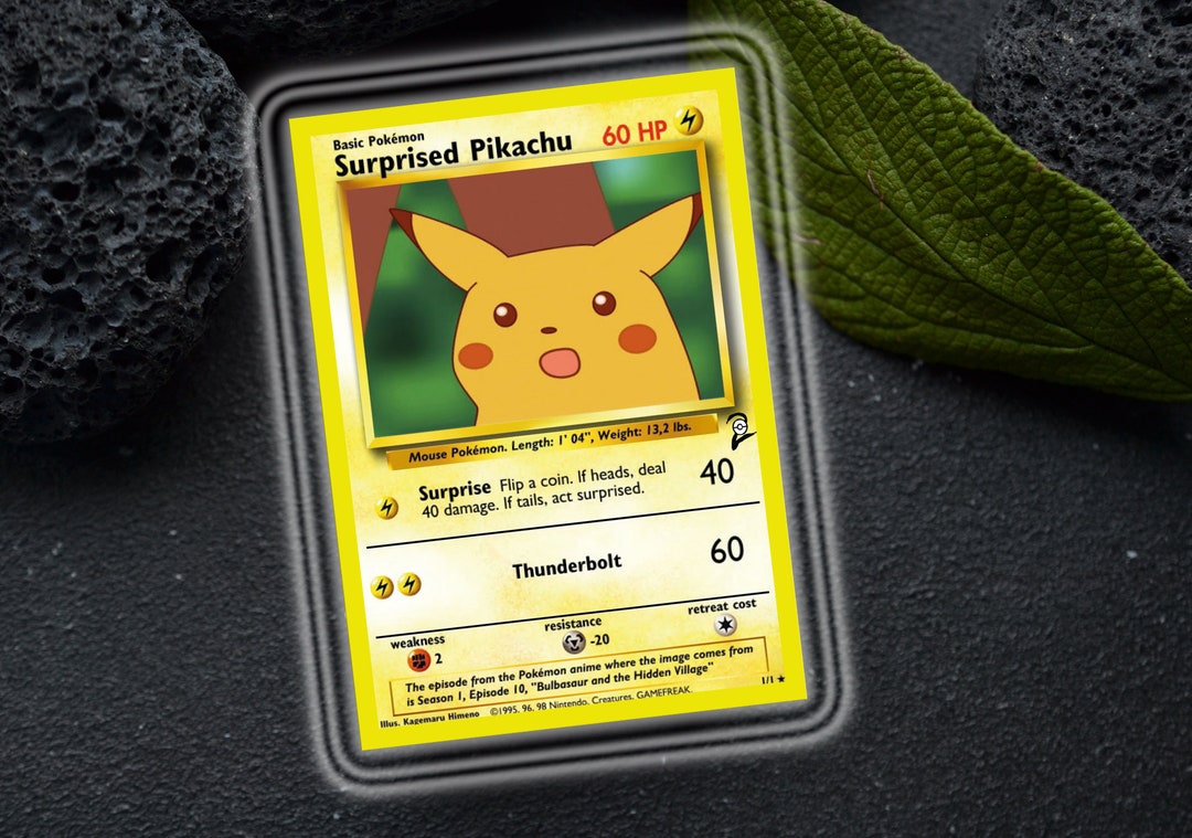 Surprised Pikachu Meme Pokemon Card - Etsy UK