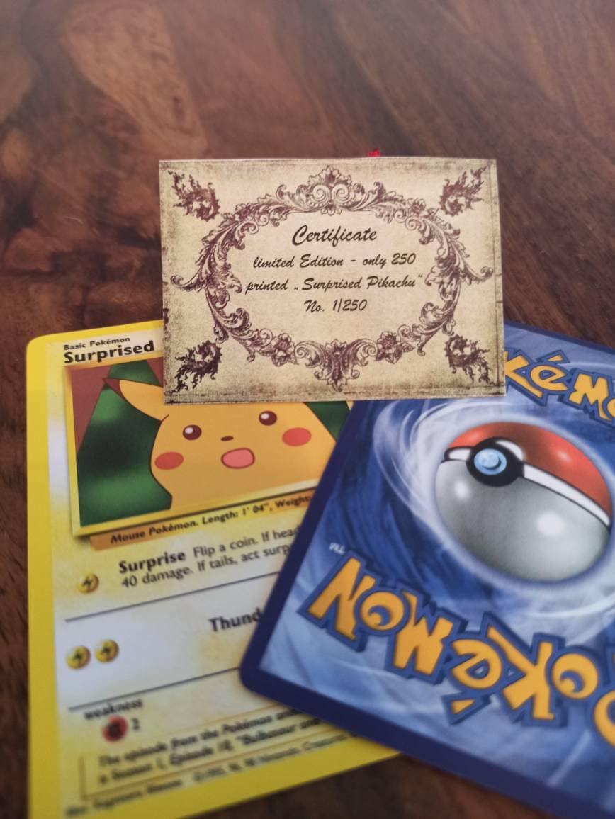 Surprised Pikachu Pokemon Card 1st Edition selfmade limited | Etsy