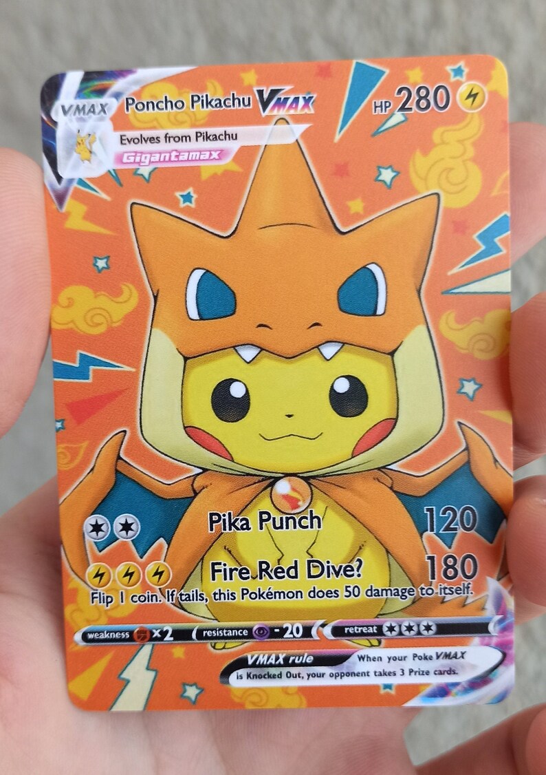 Unique Pikachu Poncho Vmax Custom Made Pokemon Card Only - Etsy