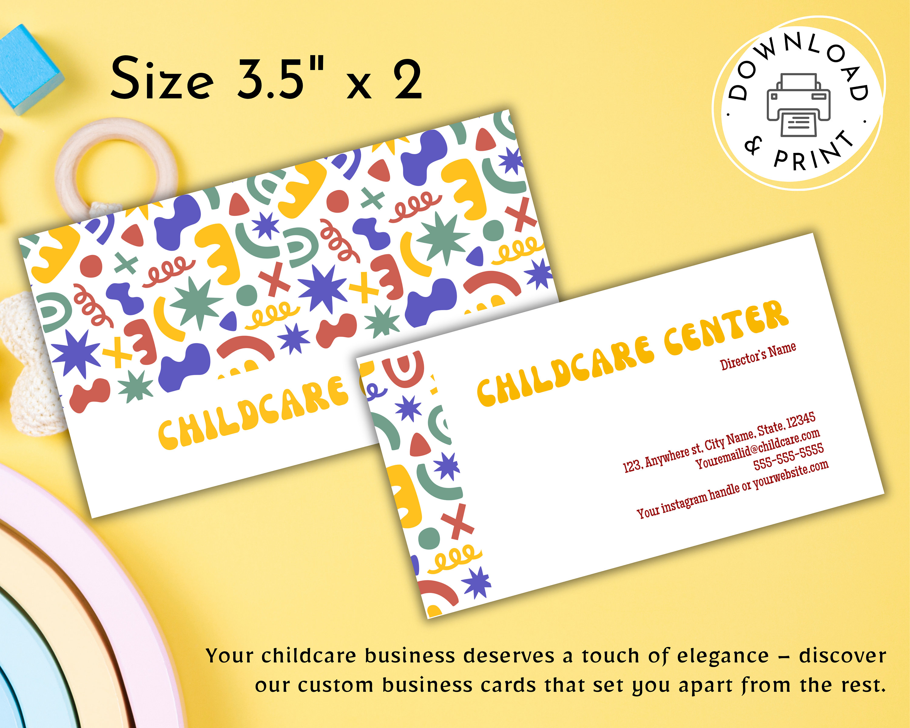 Childcare Business Card, 5 Daycare Business Card, Editable Childcare ...