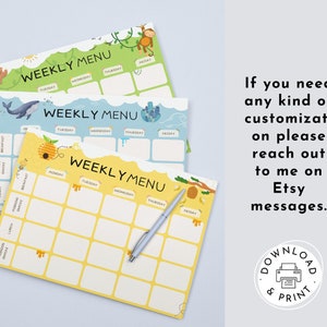 Home Daycare Weekly Menu Editable Weekly Meal Planner Preschool Menu ...