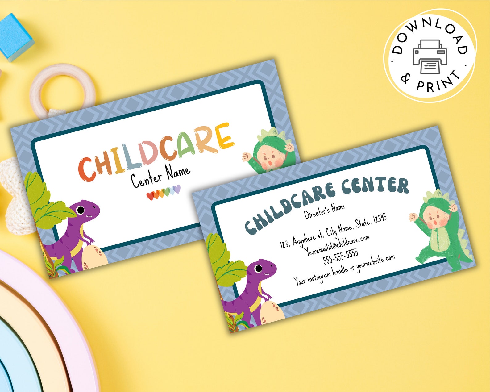 Childcare Business Card, 5 Daycare Business Card, Editable Childcare ...
