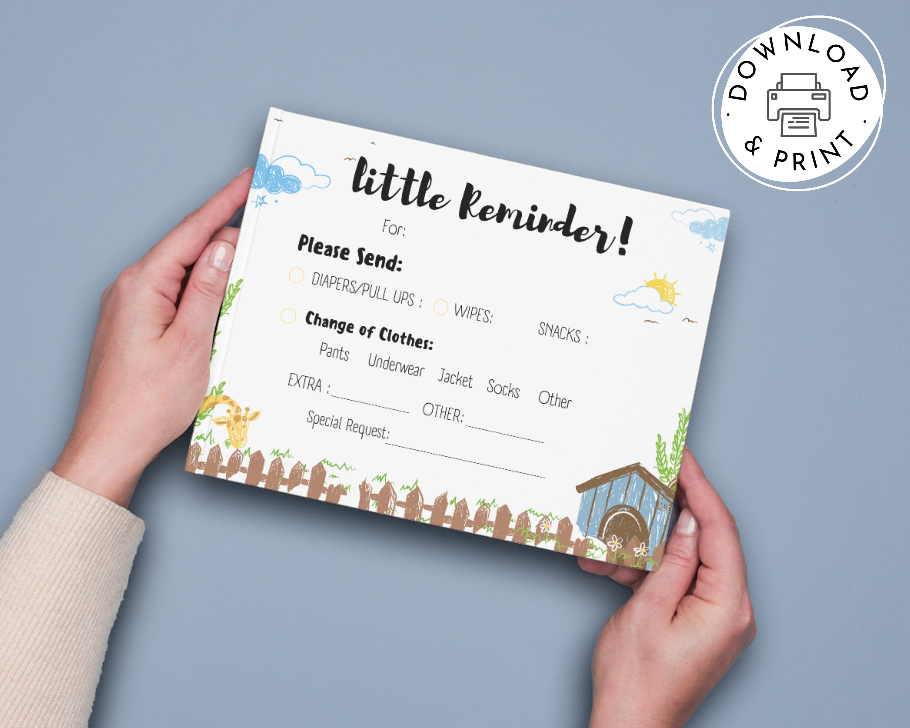 Daycare Note, Home Daycare Card, Communication Card Preschool Folder ...