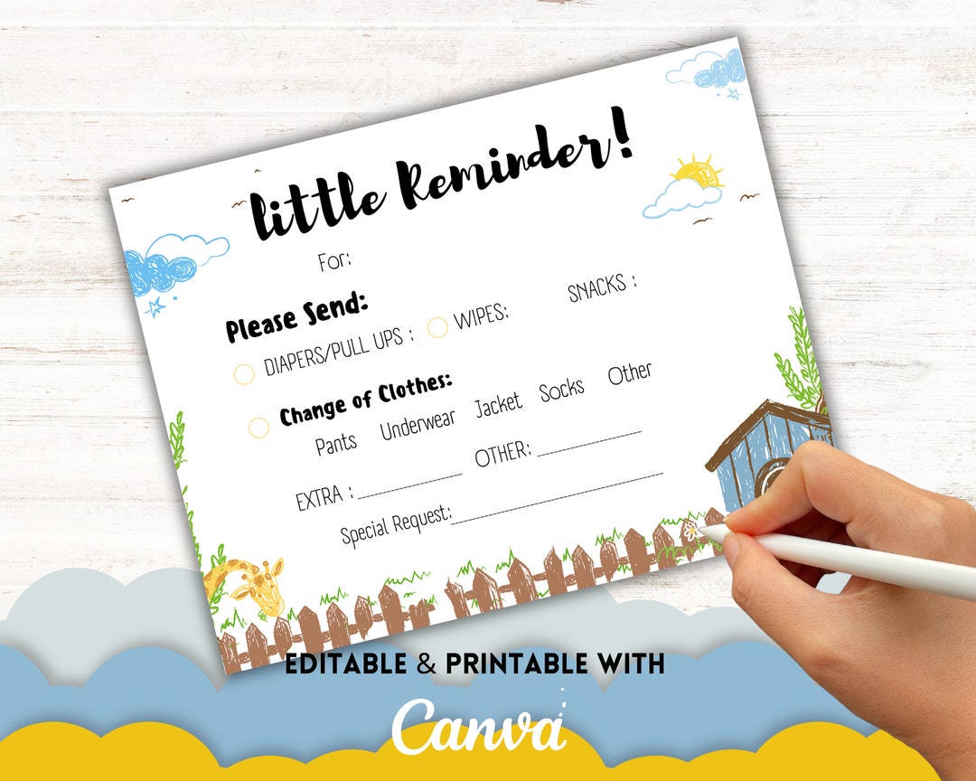 Daycare Note, Home Daycare Card, Communication Card Preschool Folder ...