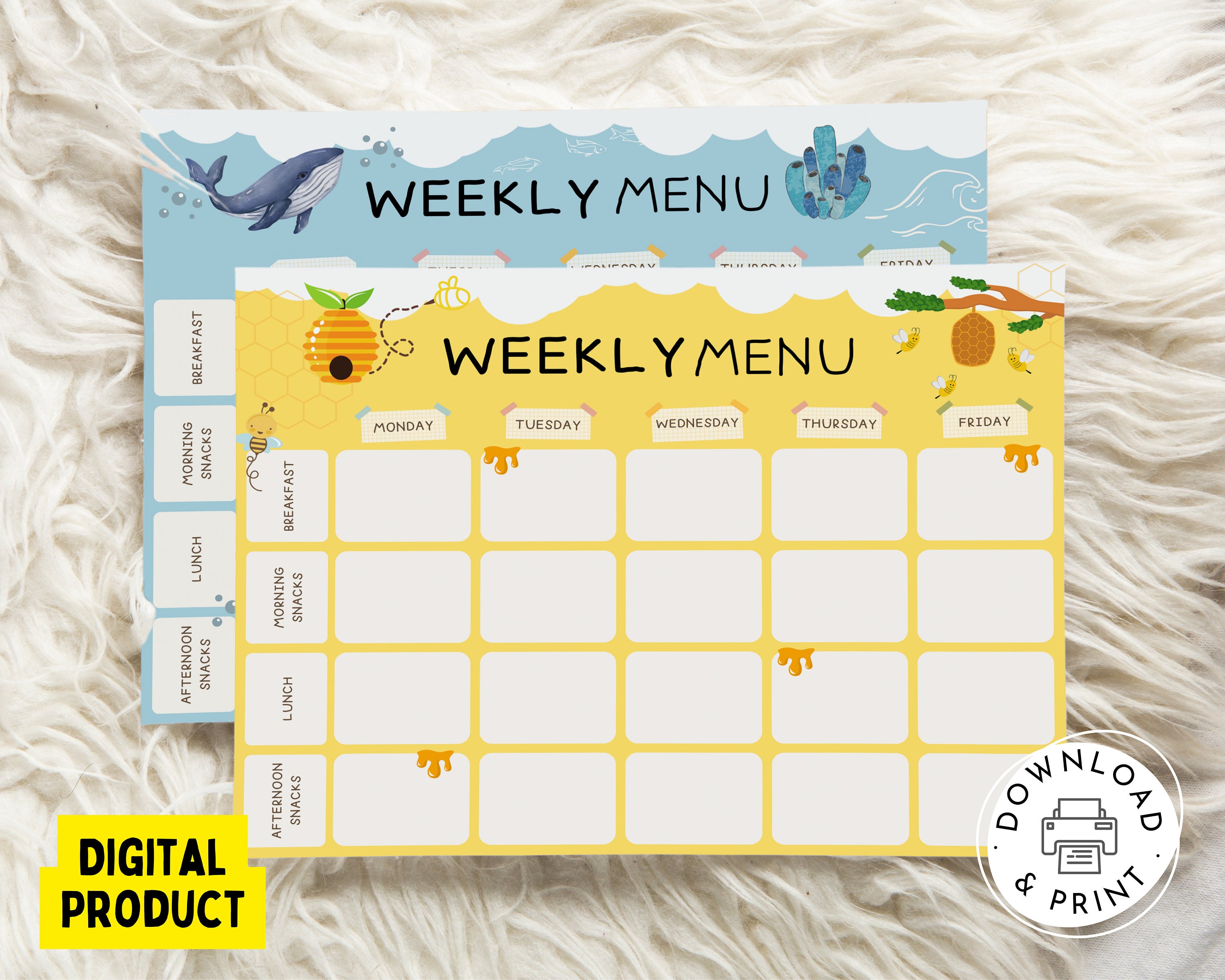 Home Daycare Weekly Menu Editable Weekly Meal Planner Preschool Menu ...