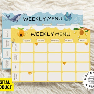 Home Daycare Weekly Menu Editable Weekly Meal Planner Preschool Menu ...