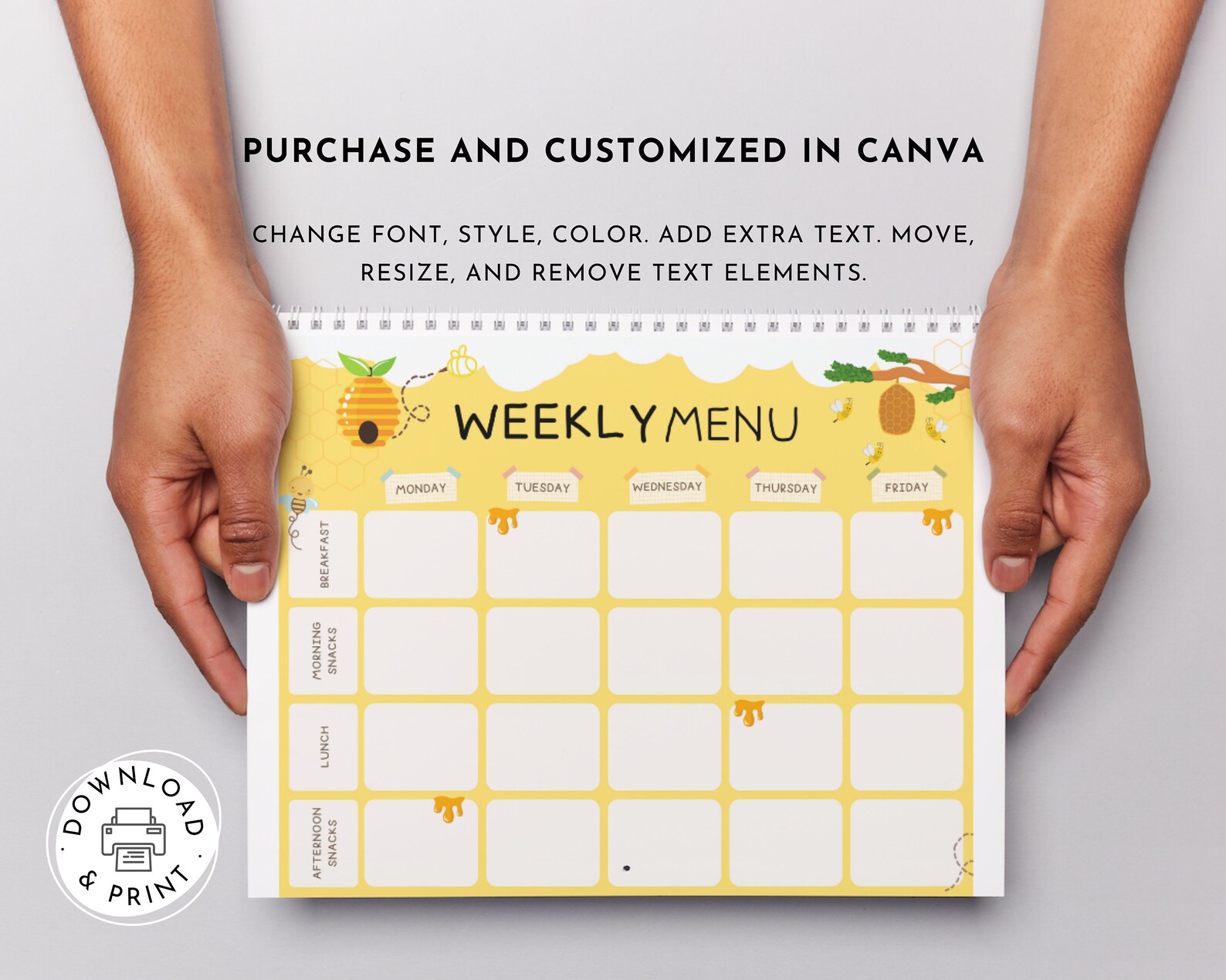 Home Daycare Weekly Menu Editable Weekly Meal Planner Preschool Menu ...