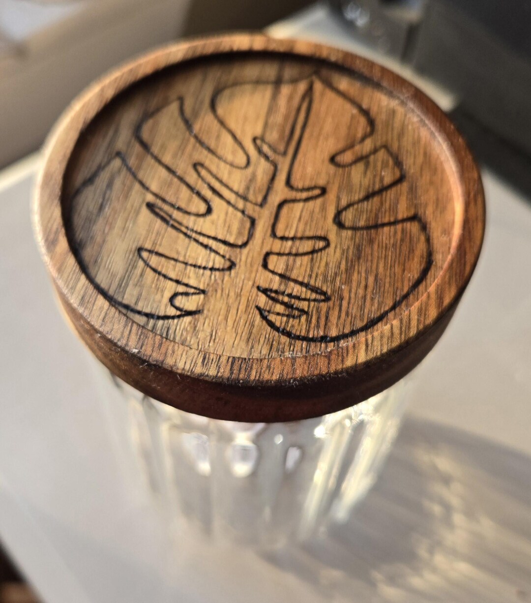 Wood Burned Monstera Leaf Jar for Storage - Etsy
