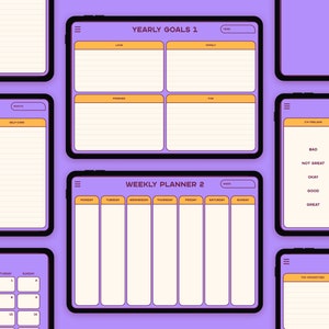 Undated Retro Life Planner With Hyperlinks | Digital Planner for Ipad ...