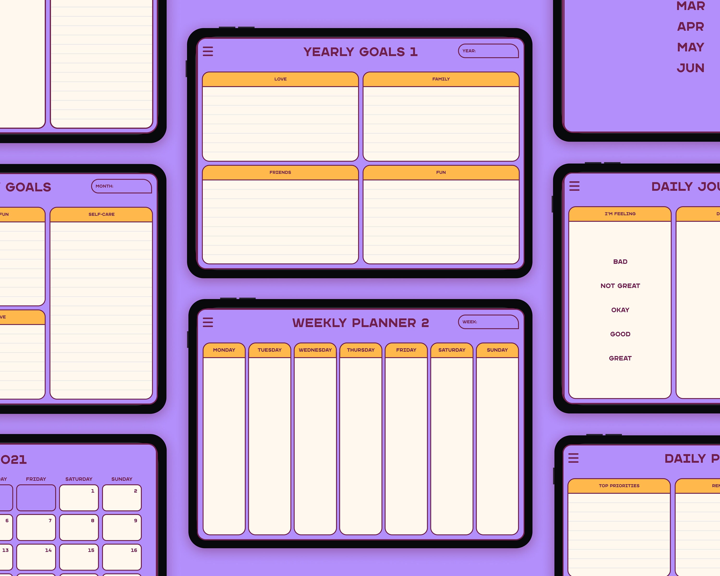 Undated Retro Life Planner With Hyperlinks Digital Planner for Ipad ...