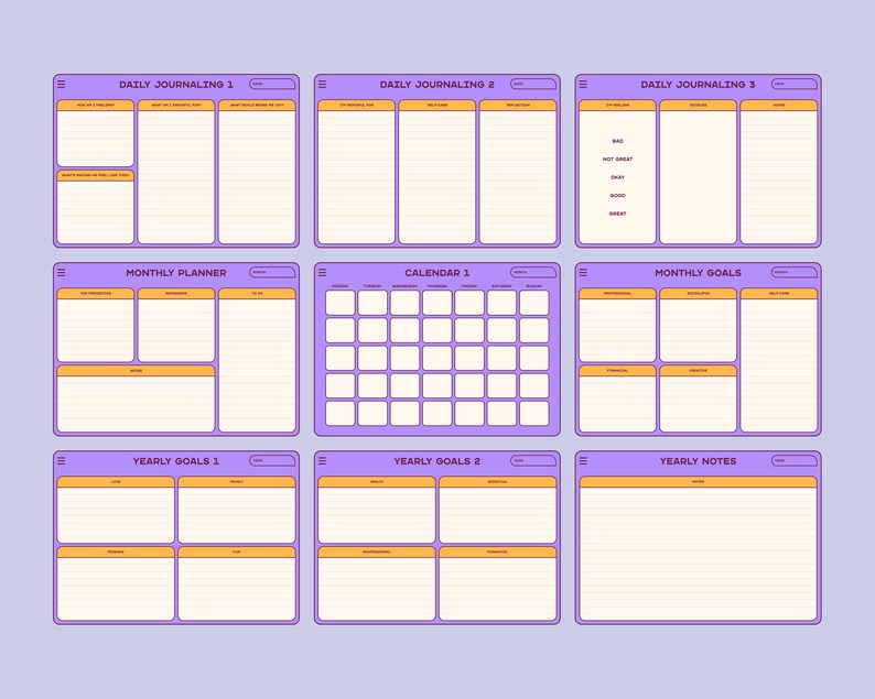 Undated Retro Life Planner With Hyperlinks | Digital Planner for Ipad ...