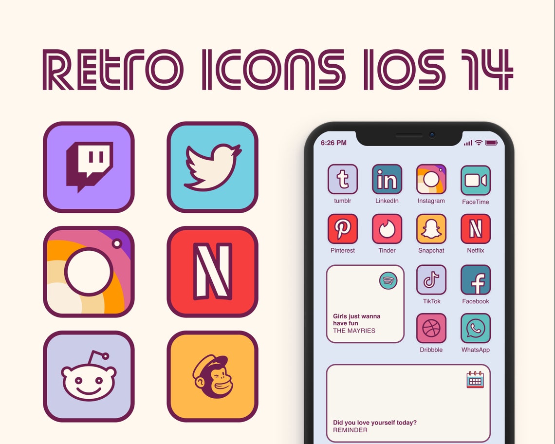 Retro Groovy Icons Home Screen Ios 14 - Etsy