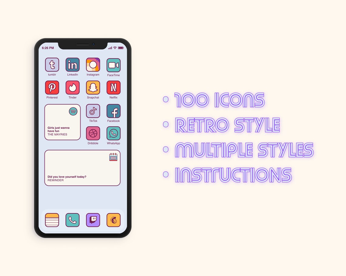 Buy Retro Groovy Icons Home Screen Ios 14 Online in India - Etsy