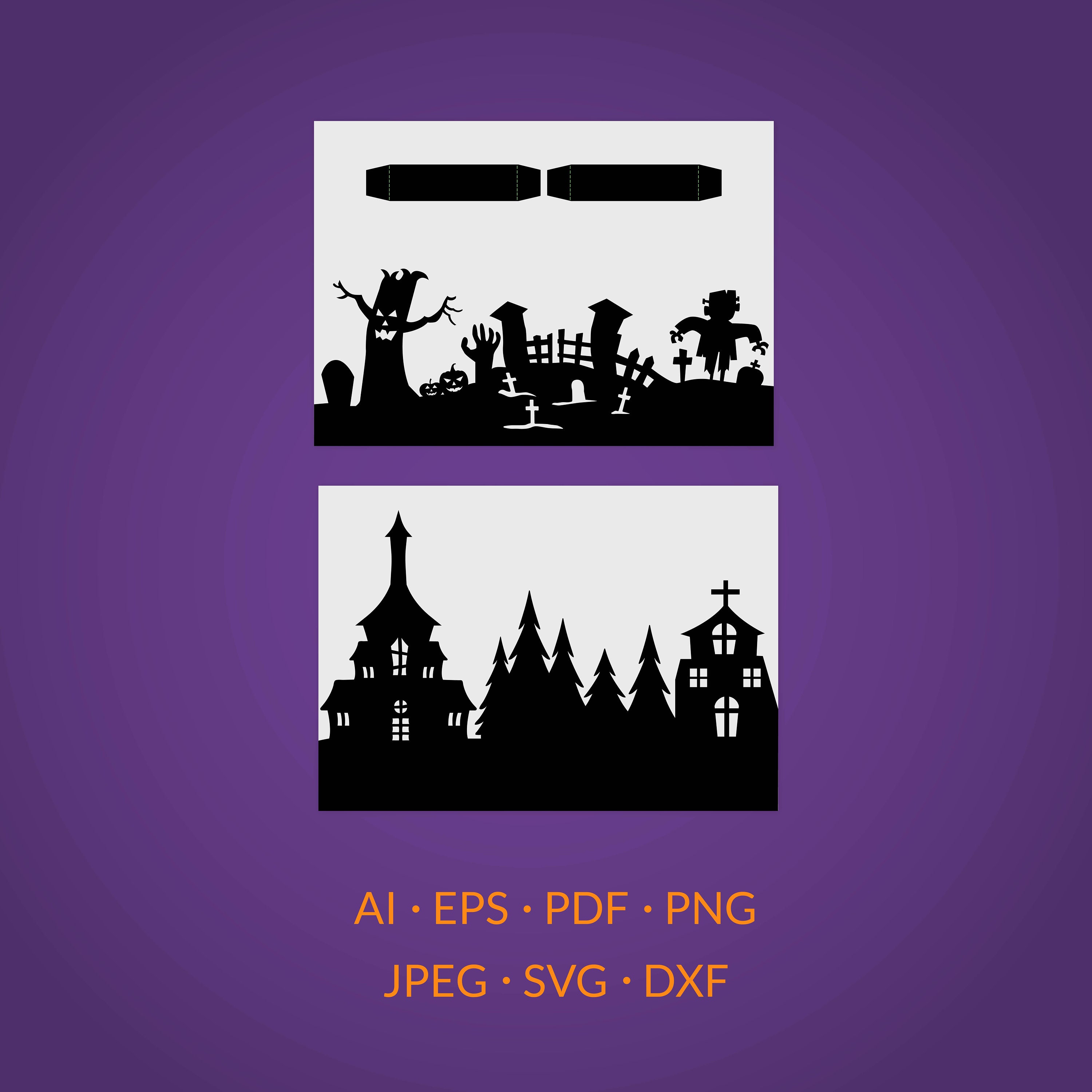 Halloween Village Svg cricut Download Halloween Haunted - Etsy