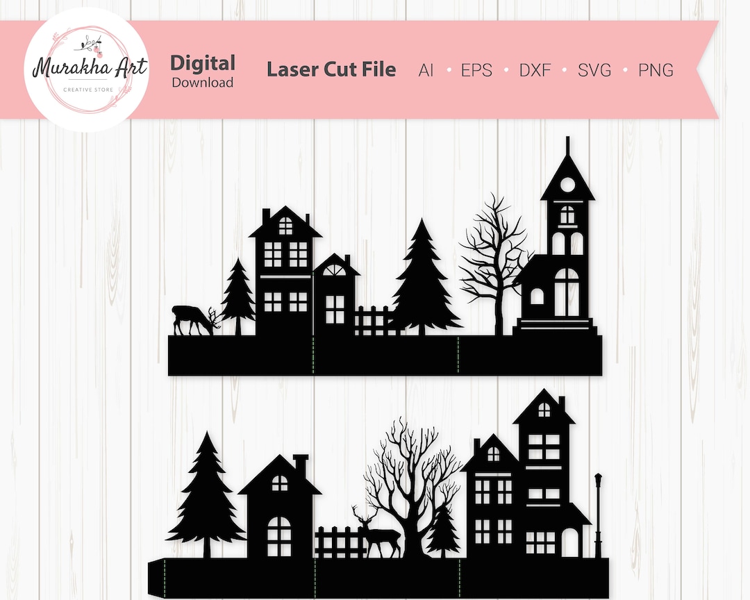 Christmas Village Svg - Winter Village Svg - Christmas Window Svg ...
