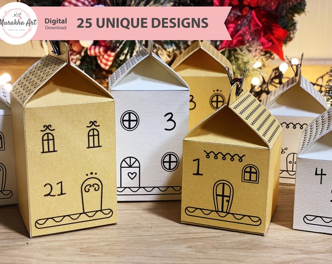 Printable DIY Advent Calendar Houses - Etsy Canada