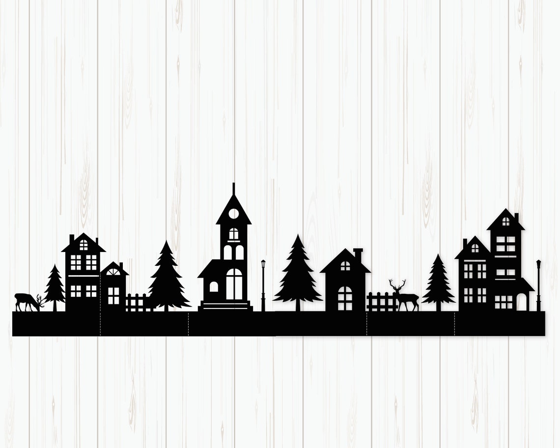 Christmas Village Svg Winter Village Svg Christmas Window - Etsy