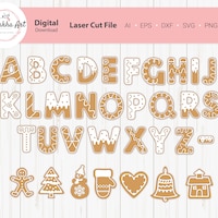 GINGERBREAD FONT SVG , Winter Font , Gingerbread Letters and Numbers ...