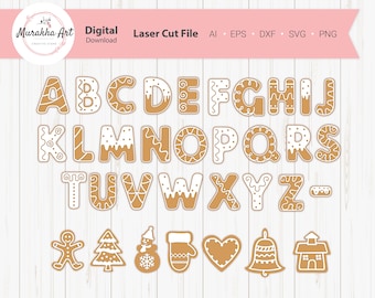 Gingerbread Christmas Cookie Clip Art Alphabet Numbers Symbols - Etsy