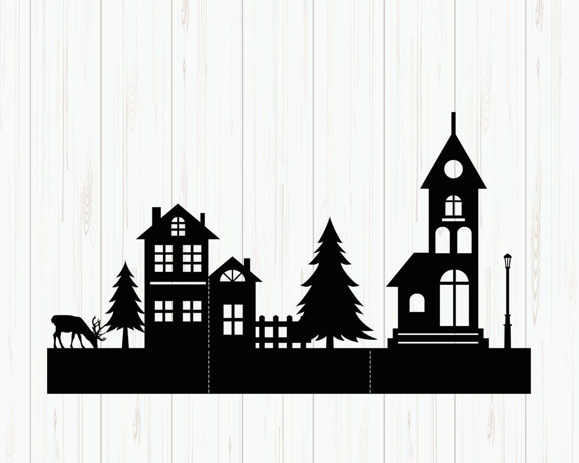 Christmas Village Svg Winter Village Svg Christmas Window - Etsy