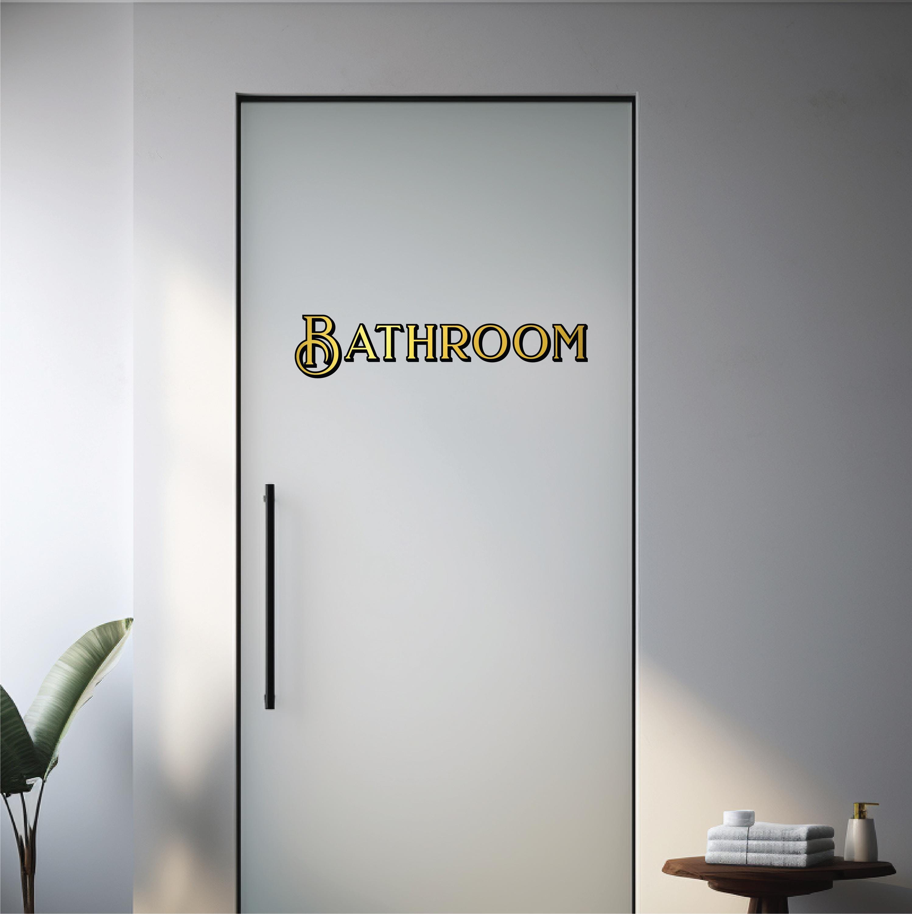Gold Bathroom Sign Sticker | Premium Sign Chrome Gold With Black Shadow ...