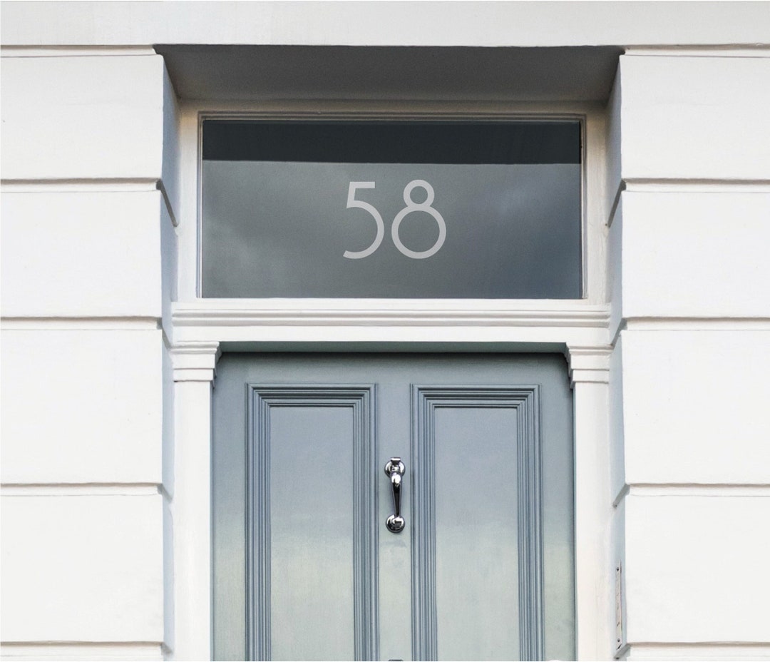 Premium Frosted Original Fanlight Door Numbers, Etched Glass Numbers ...