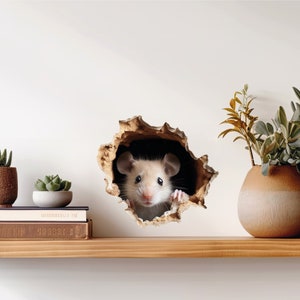 Cute Mouse Hole, Realistic Mouse Hole Sticker, Mouse Peeping Out Hole ...