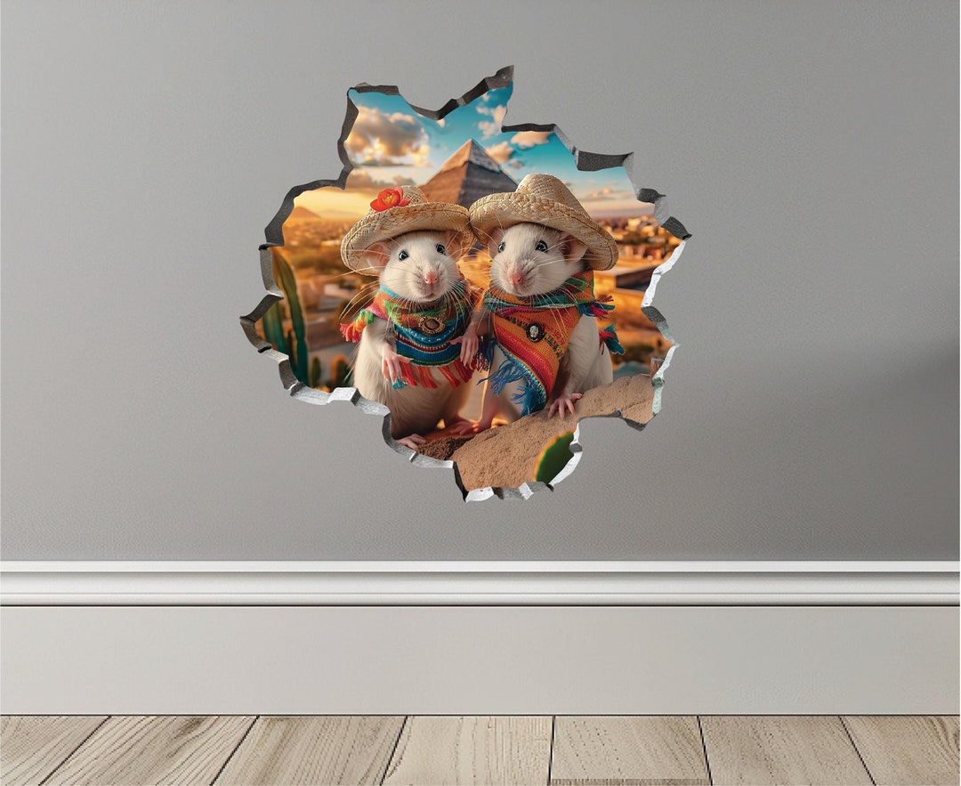 Mexican Mice on Vacation in Mouse Hole Decal, Mice on Holiday, Mouse ...
