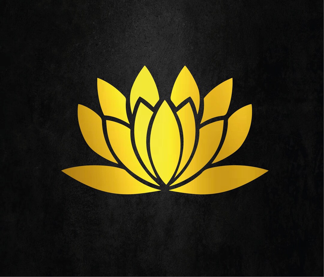 Set of 3 Chrome Gold Lotus Flower Window Stickers, Gold Foil Decorative ...