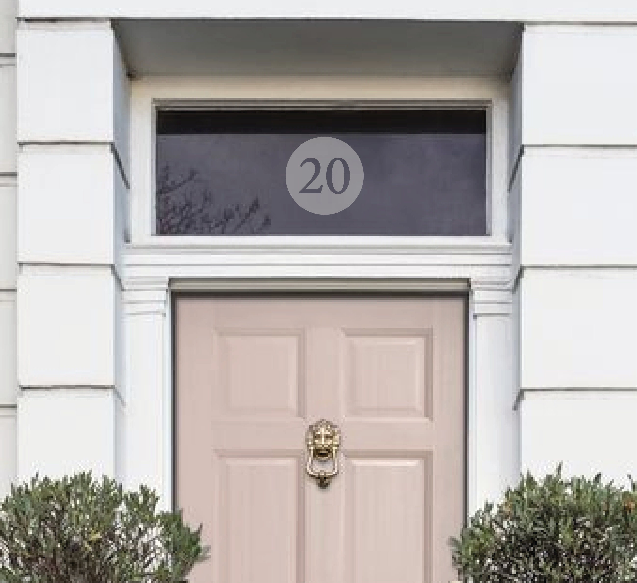 Frosted Fanlight Door Number, Round Etched Glass House Number ...