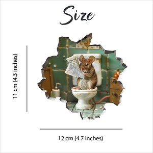 Mouse Sitting on Toilet, 3D Mouse Hole Sticker, Mouse Reading ...