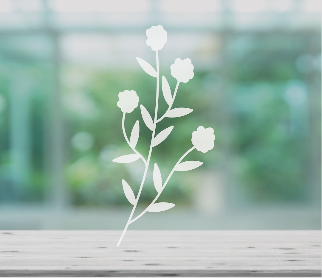 Set of 3 Frosted Flowers Window Stickers, Etched Decorative Window ...
