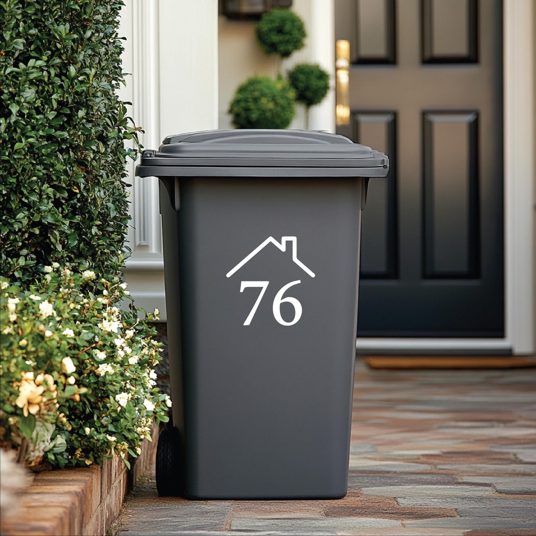 Custom Wheelie Bin Stickers | House Roof Numbers and Address | Bin ...