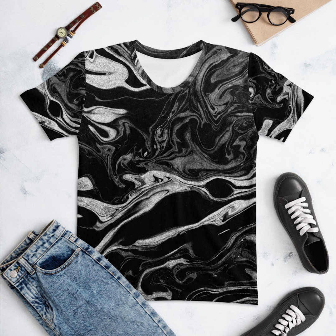Marble Look in Black White I Unique Allover Print Women's T-shirt I ...