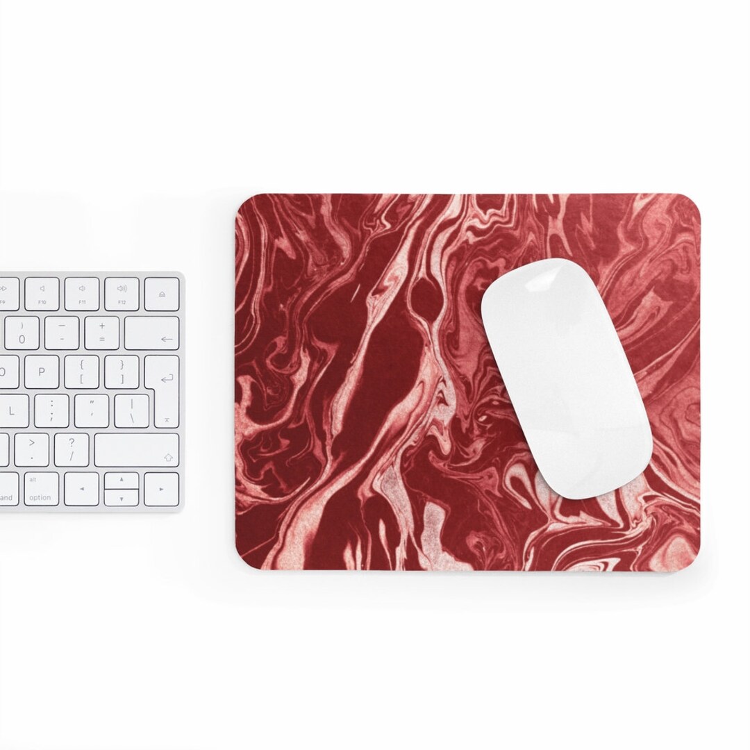 Marble Mouse Pad, Marbled Mouse Pad, Office Gift, Marble Print Red ...